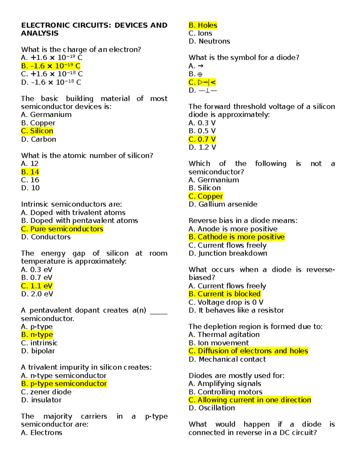 ELECTRONIC DEVICES: REVISION MATERIAL FOR EXAM - Studocu