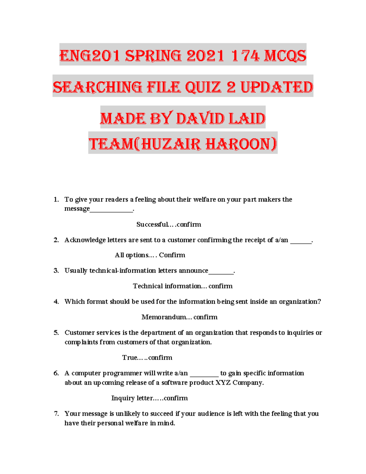 Eng201 Quiz 2 Mcqs Review Spring 2021 Study Guide Studocu