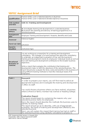 Unit 21 assignment 2 Btec business - Induction for new employees ARK ...
