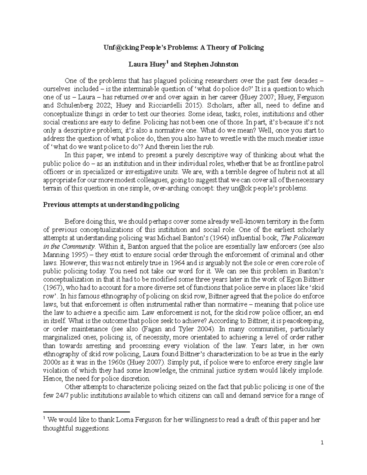 A Theory of Policing: Understanding Police Roles and Functions - Studocu