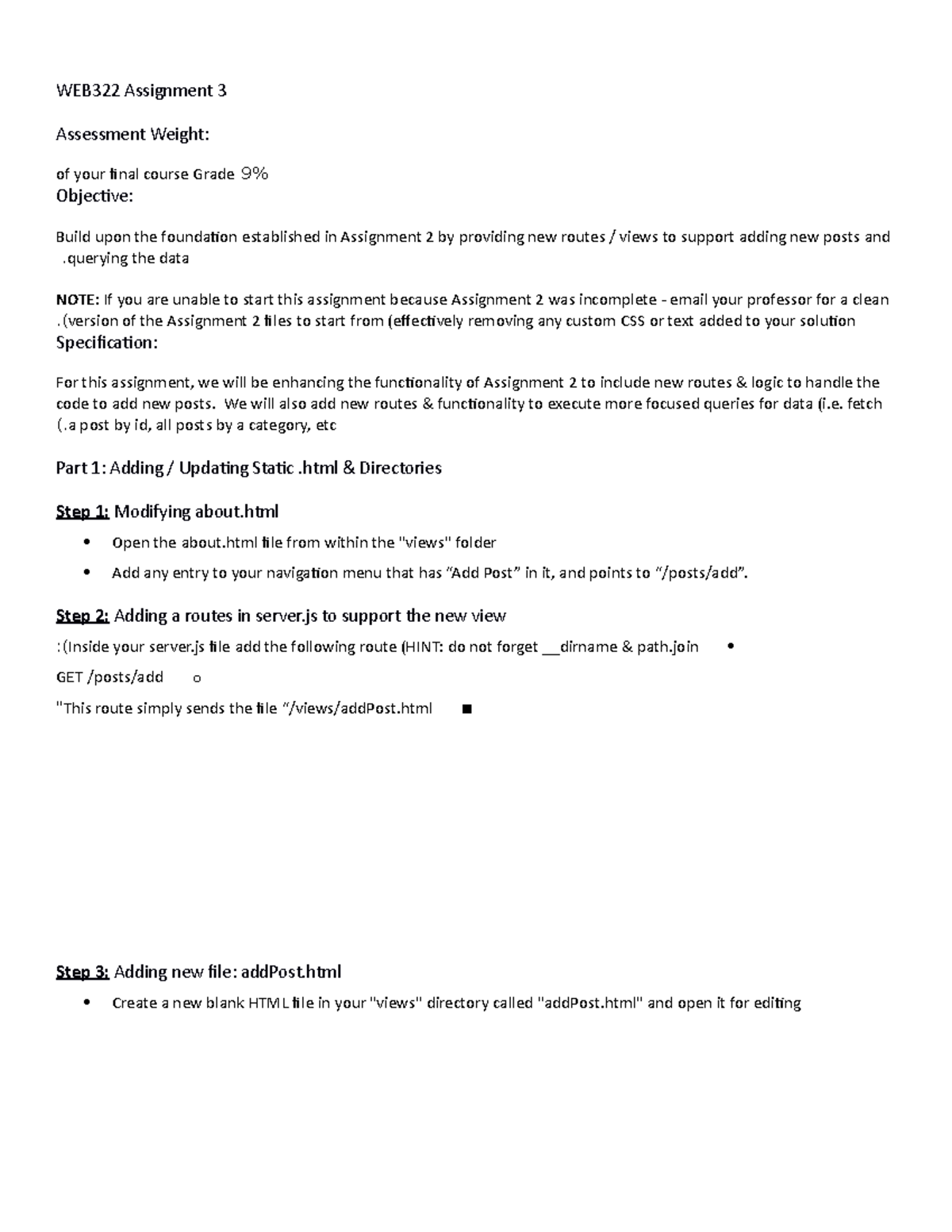 WEB322 Assignment 3 - querying the data NOTE: If you are unable to start this assignment because ...