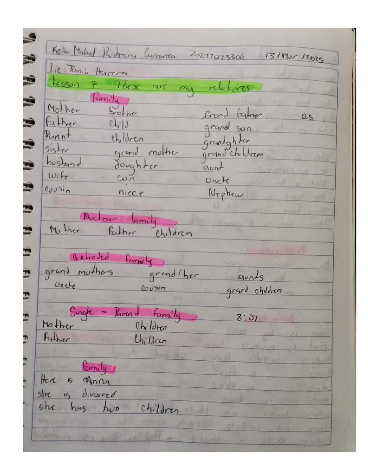 Lección 7: Relatives and Family Vocabulary - ENG 20277023306 - Studocu