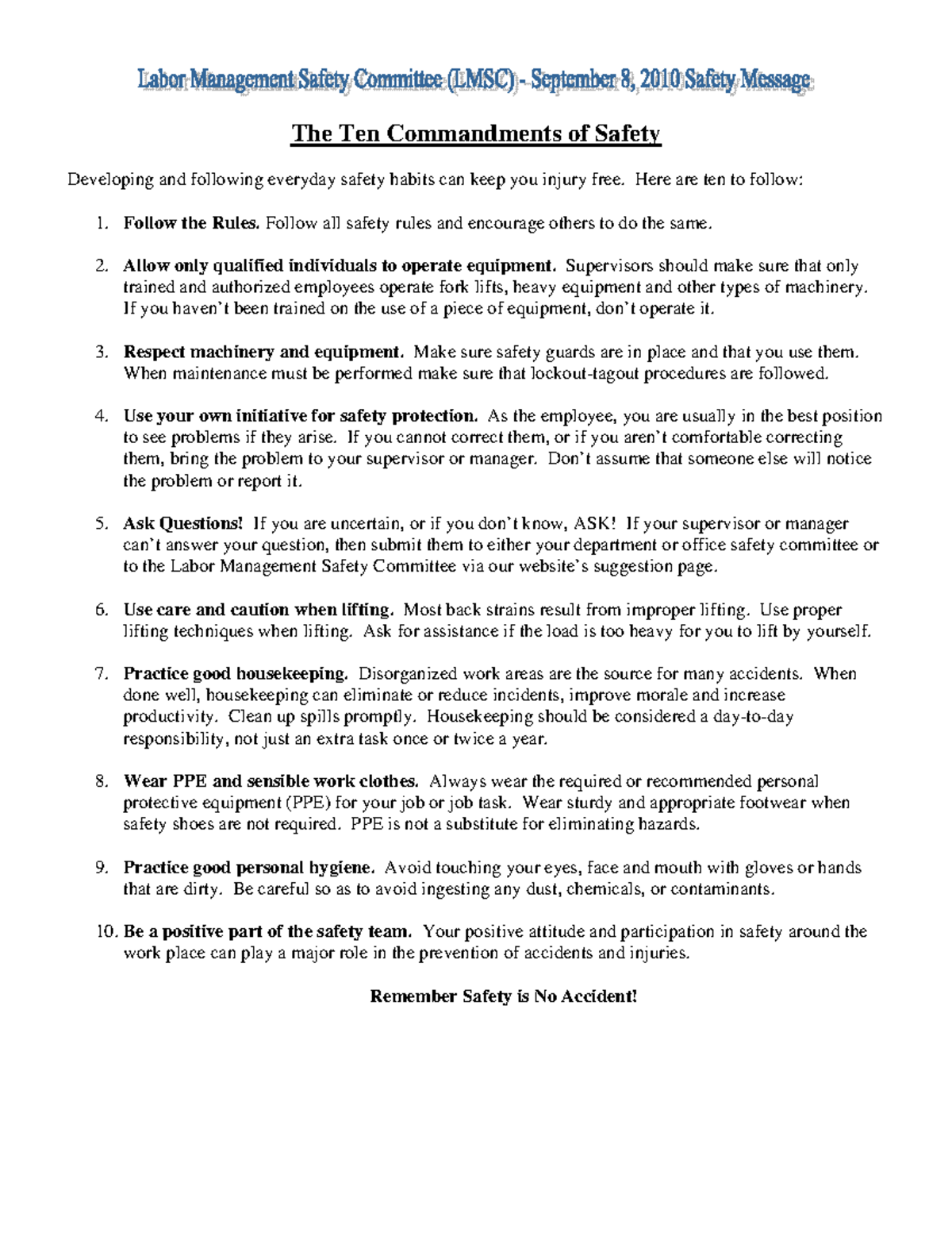 Microsoft Word - 10 Essential Safety Commandments Explained - Studocu