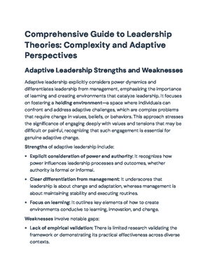 Complexity Leadership Theory: An Adaptive Approach to Modern Leadership ...