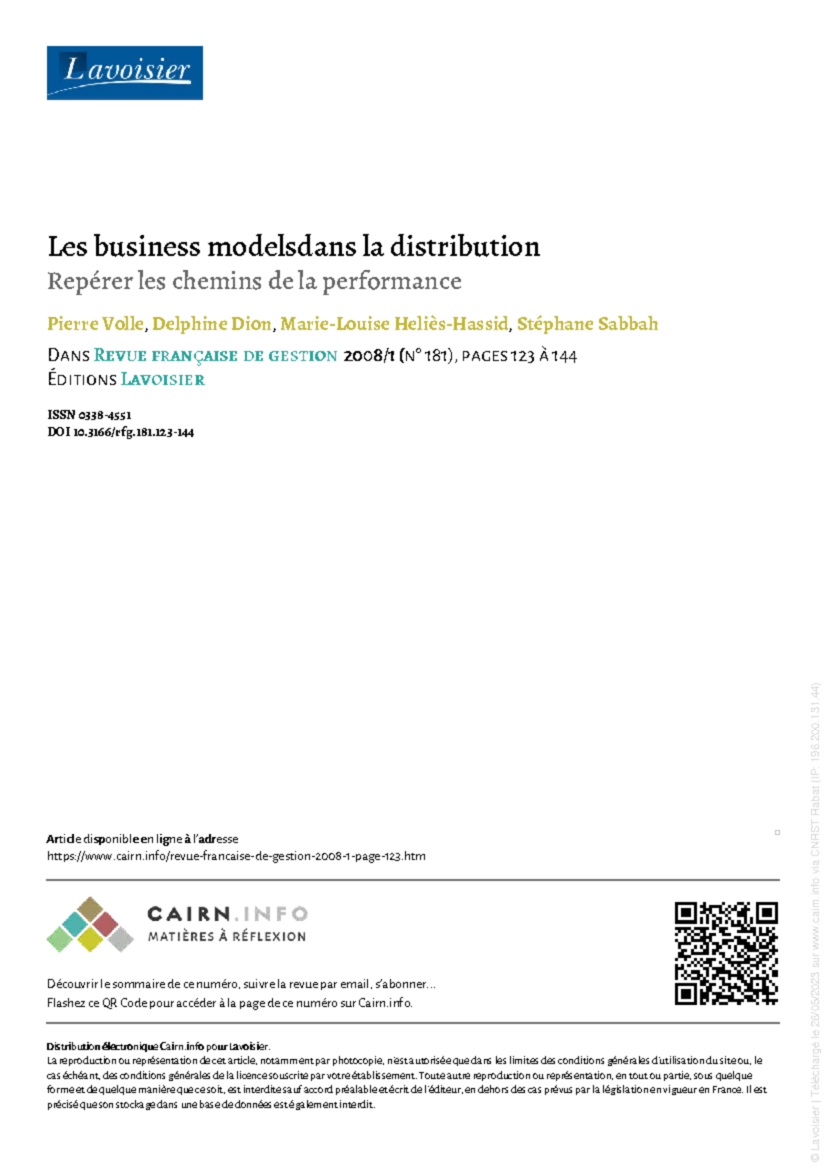 RFG 181 - Les Business Models dans la Distribution : Chemins de ...