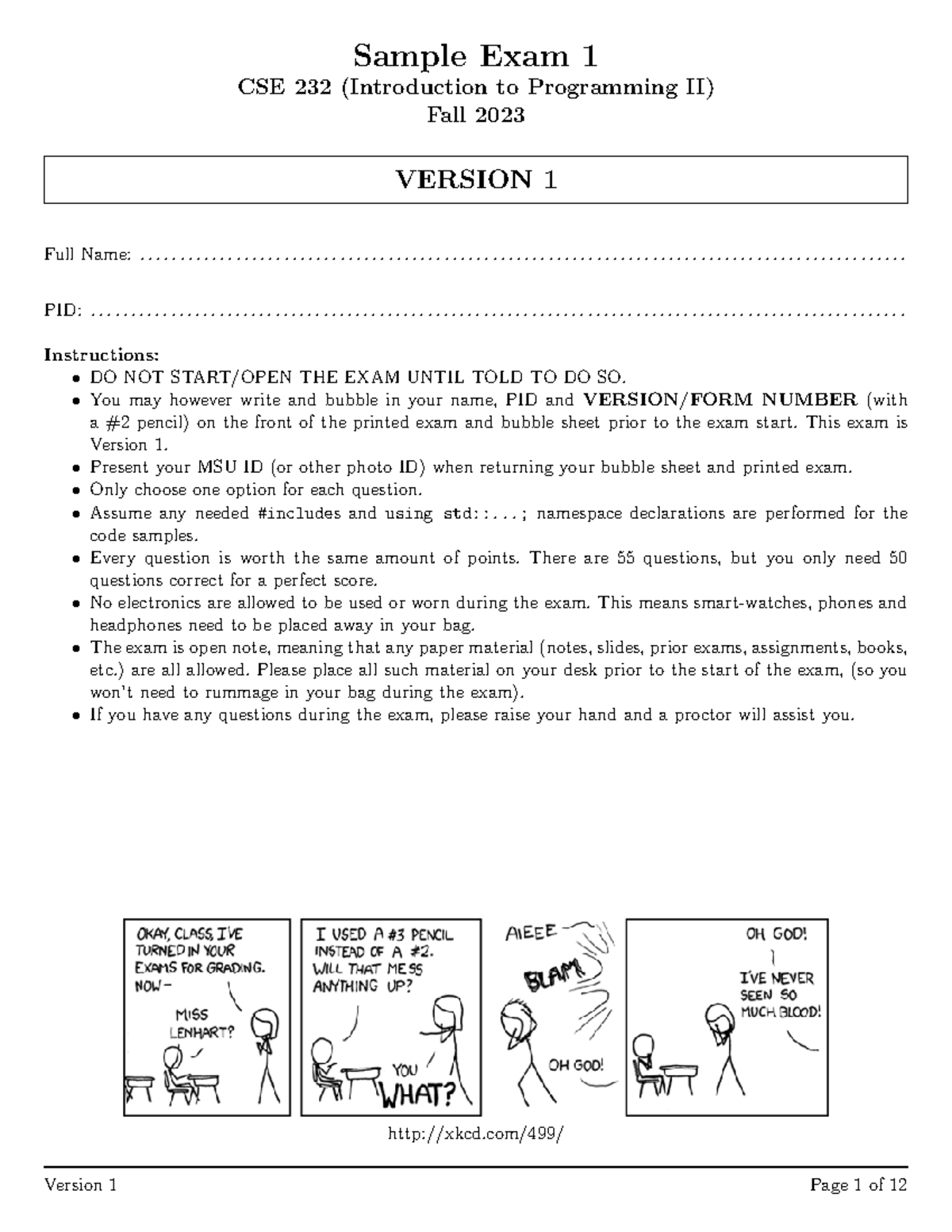 CSE 232 Exams-12 - asdfasef - Sample Exam 1 CSE 232 (Introduction to ...