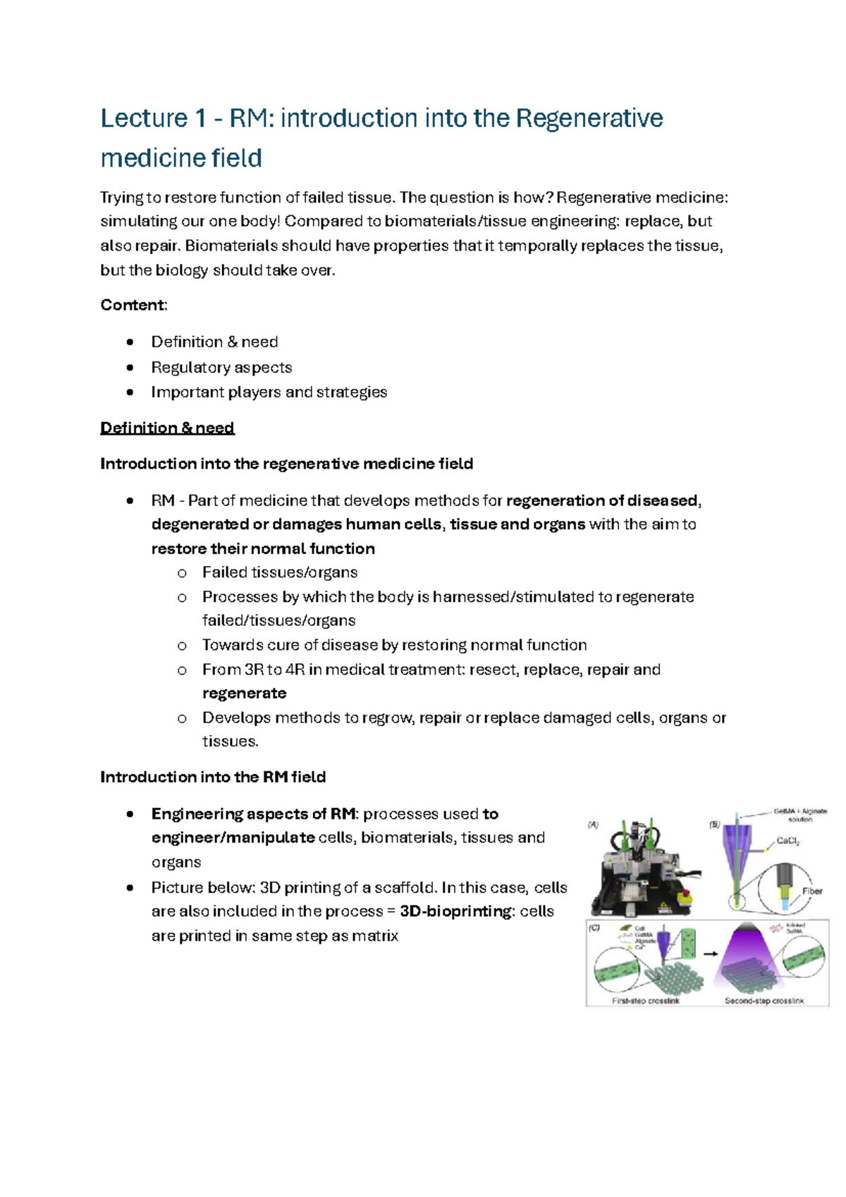 Lecture 1 - RM: Introduction to Regenerative Medicine Concepts ...