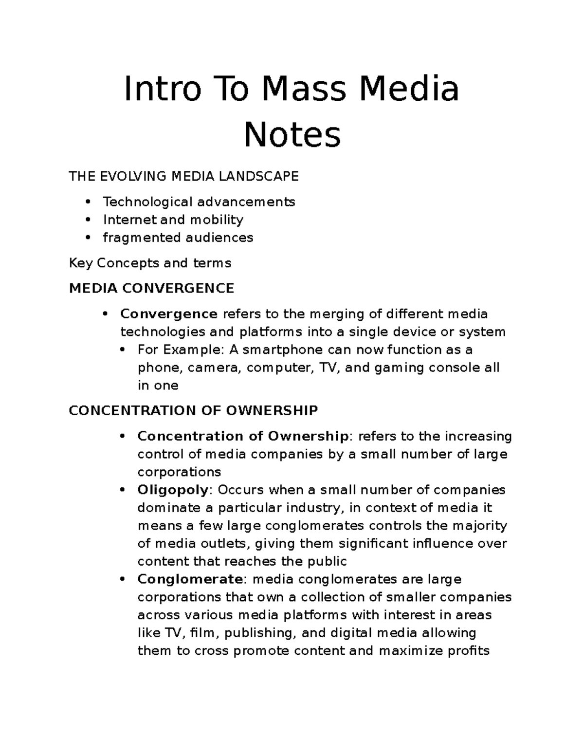 Introduction to Mass Media Notes: Evolution of Newspapers & Books - Studocu