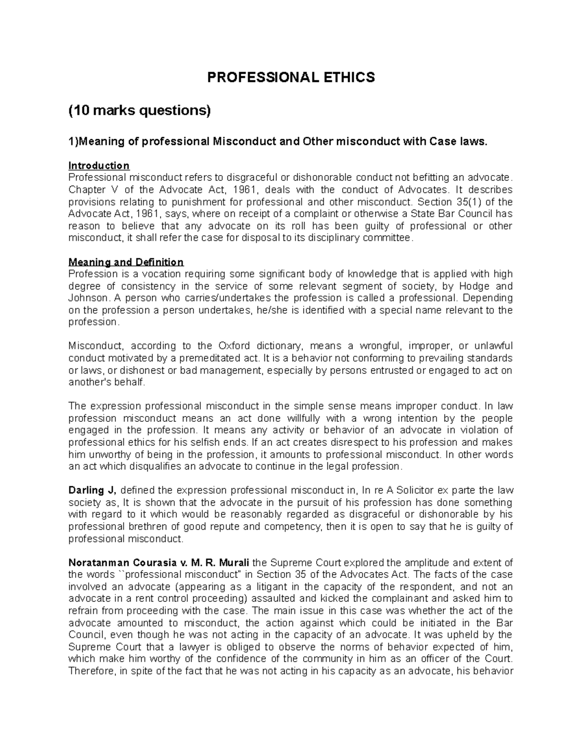 Professional Ethics in Law: Understanding Misconduct & Responsibilities ...