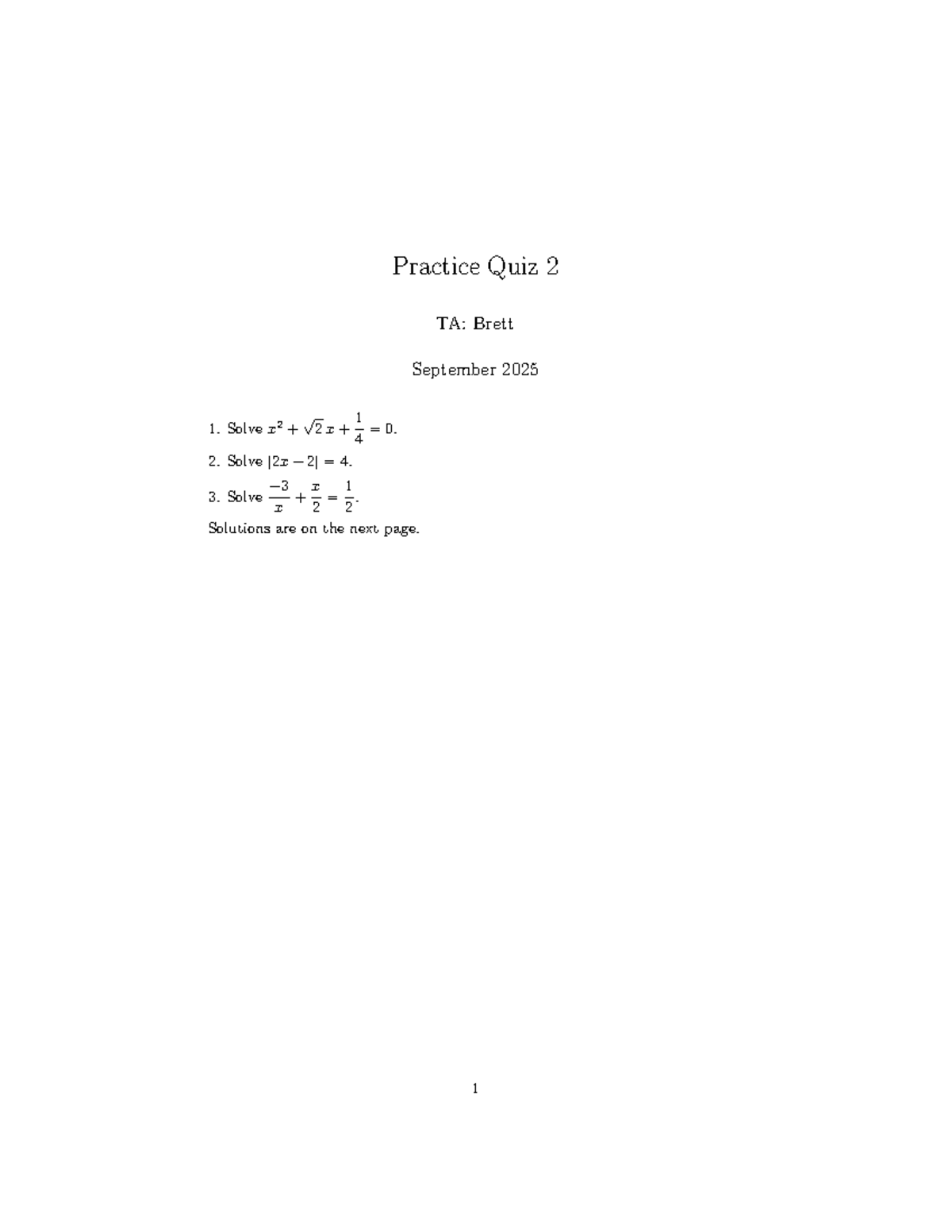 Practice Quiz 2 - Math Solutions and Problems - Studocu