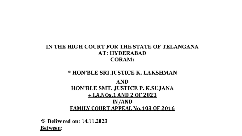 Family Court Appeal No.103 of 2016: Judgment Analysis on I.A.Nos.1 & 2 ...