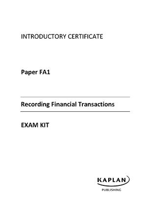 FA1 Mock 1 - FA1 - SKANS School of Accountancy – Sir Zahid FA I MOCK 1 ...