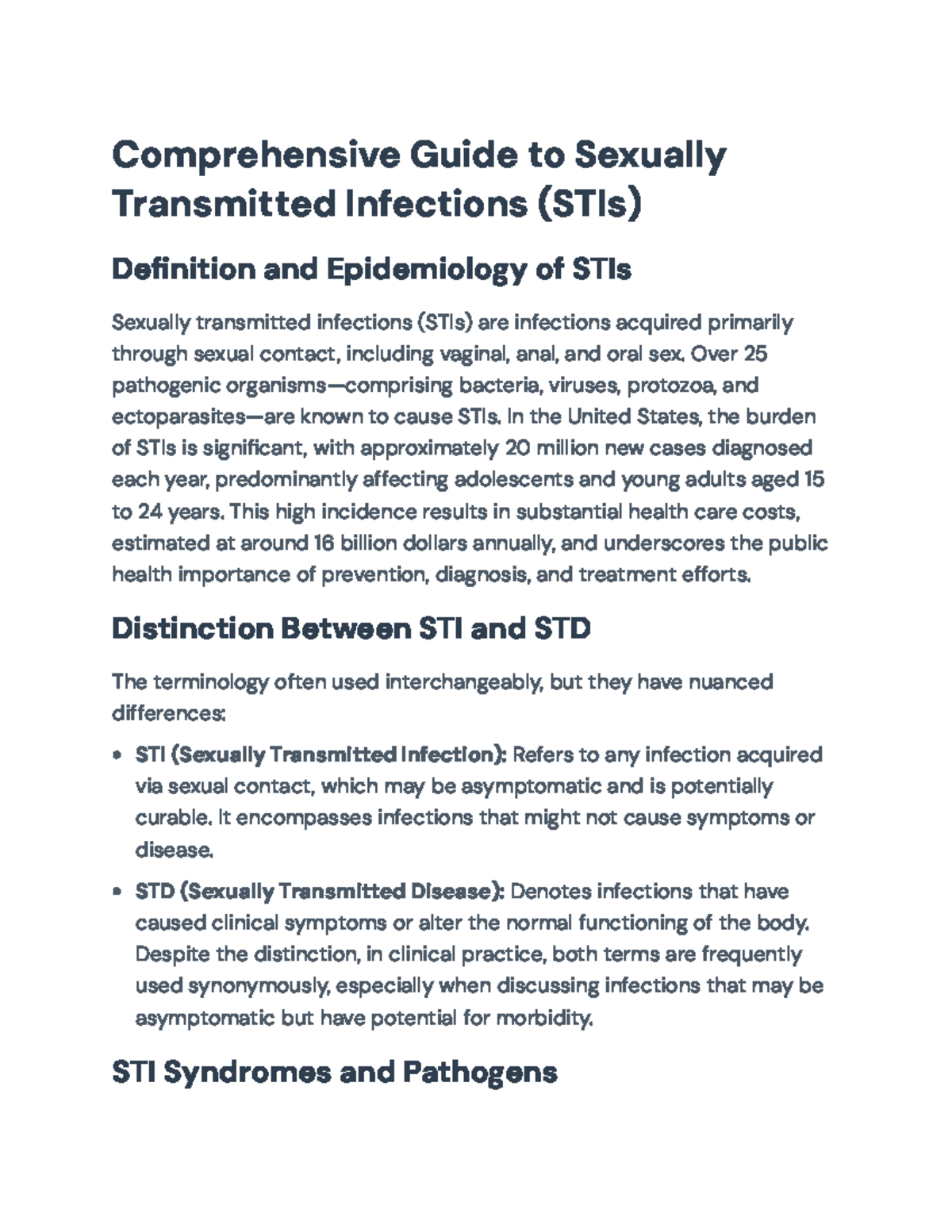 Comprehensive Guide to STIs: Definitions, Epidemiology, and Management ...