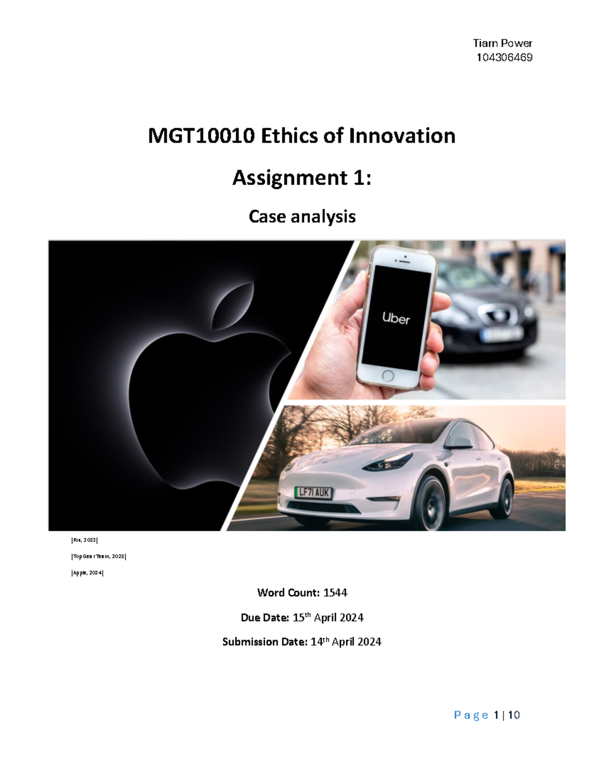 MGT10010 Ethics of Innovation Assignment 1: Case Analysis Overview ...