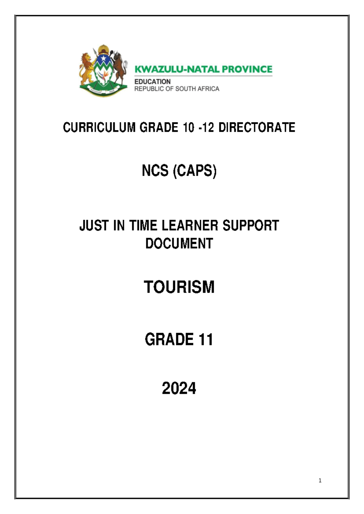 Tourism Grade 11 Learner Support Guide (2024) - Studocu