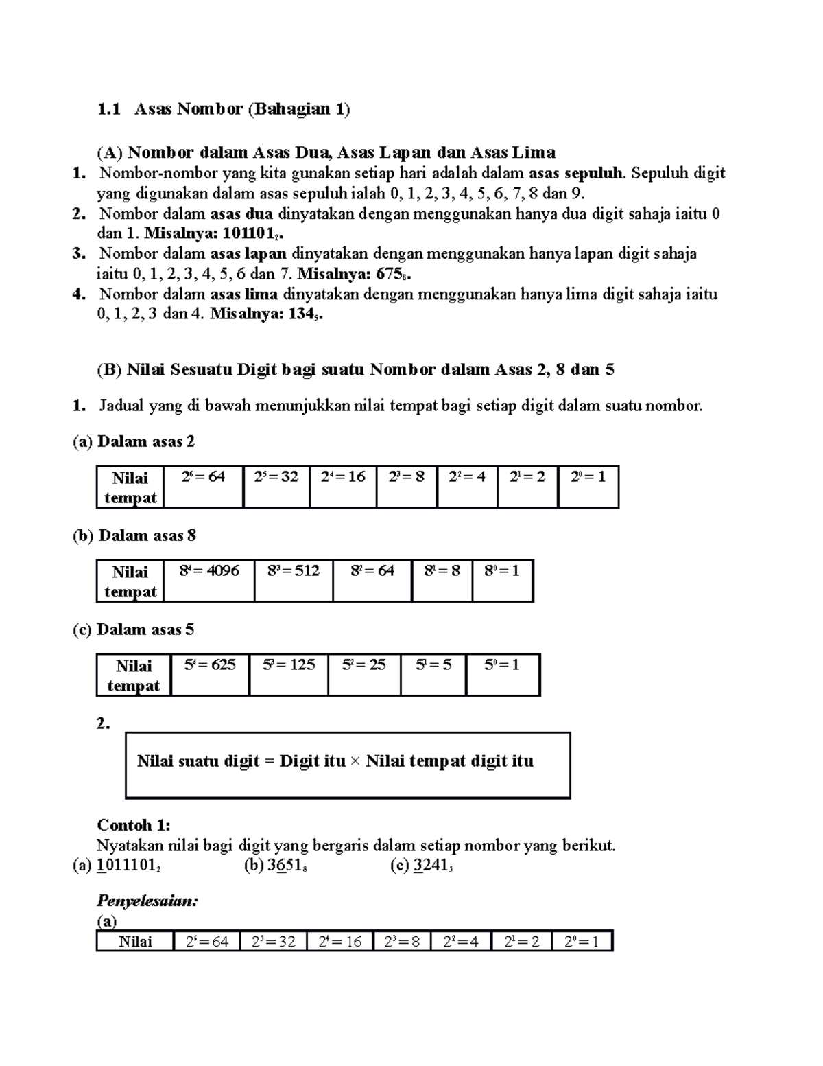 362319361 Nota Asas Nombor - 1 Asas Nombor (Bahagian 1) (A) Nombor ...