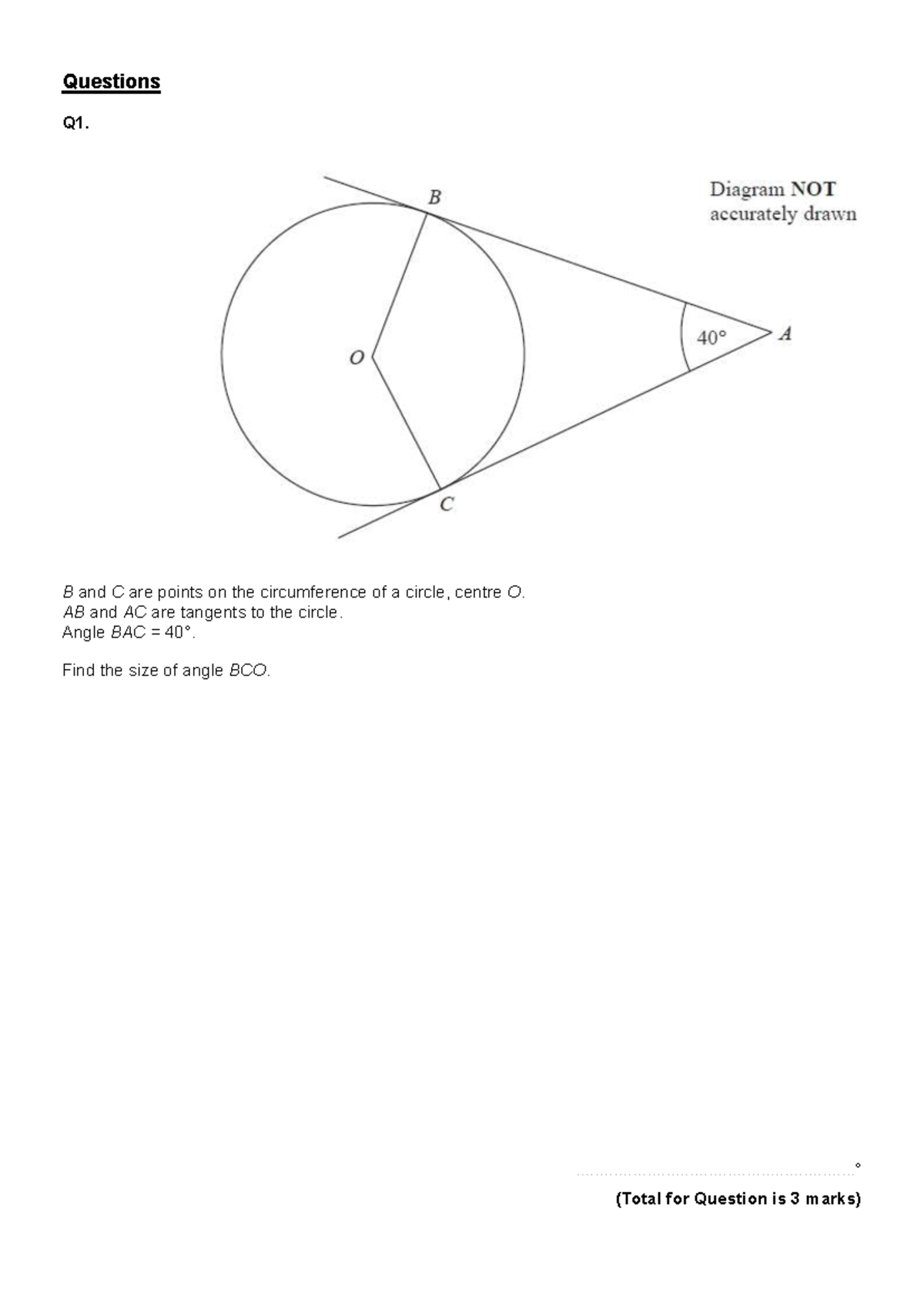 Edexcel GCSE Maths Circle Theorems - Questions & Solutions - Studocu