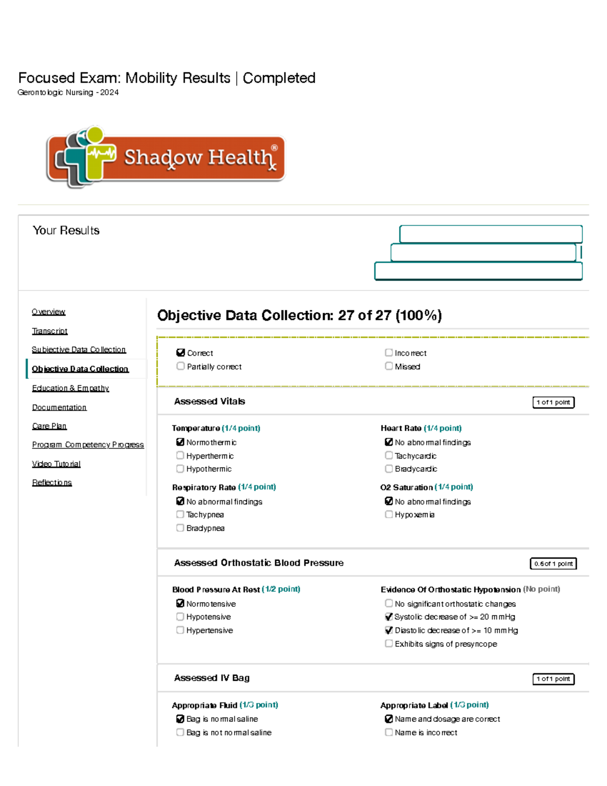 Focused Exam - Mobility Assessment - Gerontologic Nursing (GN 2024 ...