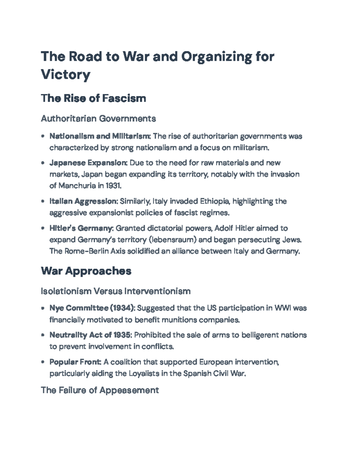 World History: Prelude to WWII and U.S. Mobilization for Victory - The ...