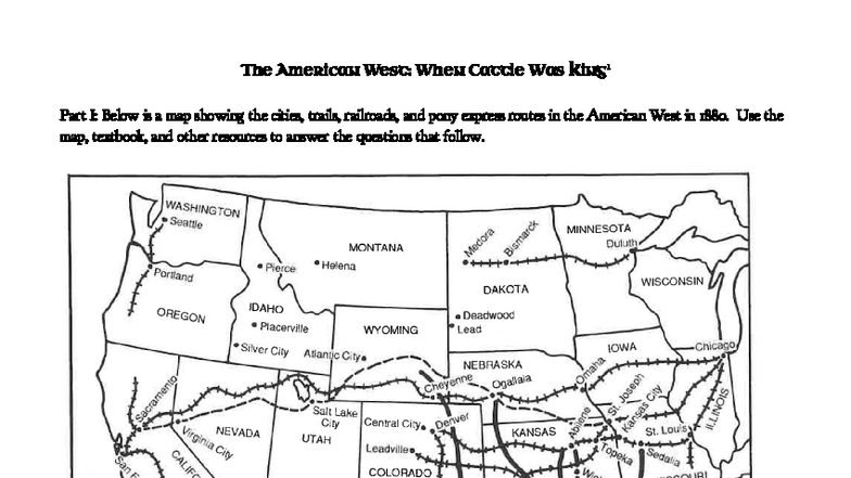American West: Cattle Trails and Railroads in 1880s - Studocu