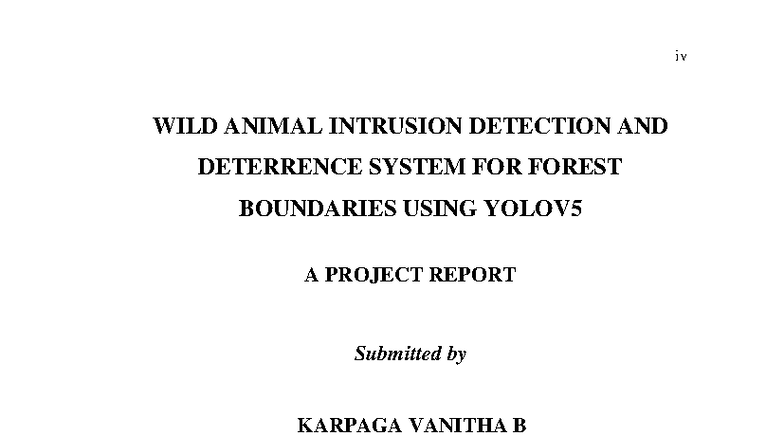 Wild Animal Intrusion Detection & Deterrence System (ECE Project) - Studocu