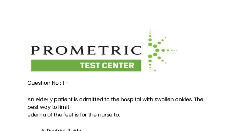 Prometric QA Bank: Nursing Exam Questions & Answers - Studocu
