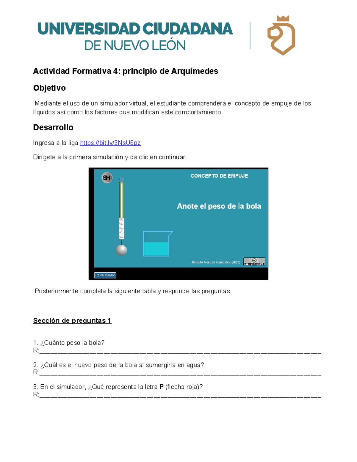DSI-T1-ACTF4 - Actividad Formativa 4: Principio de Arquímedes y Empuje ...