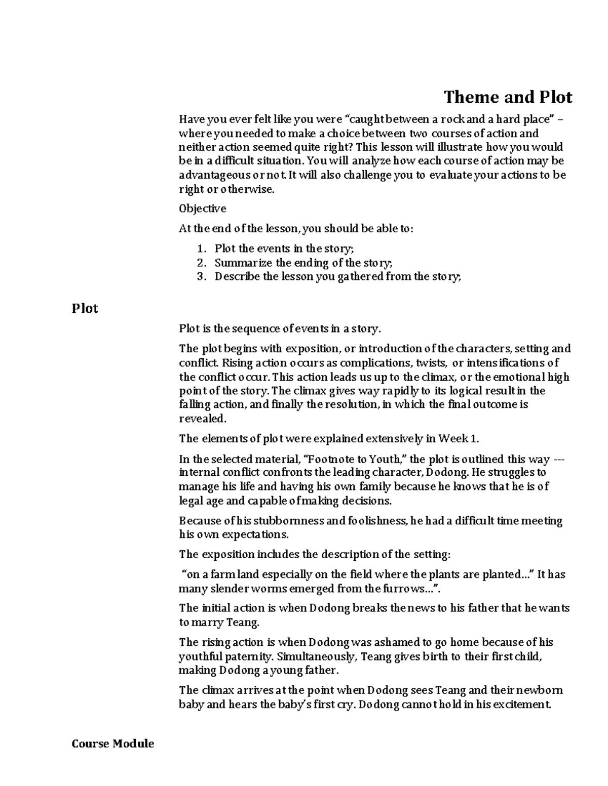 7. W5 Lesson 3 Theme and Plot and Flashback - Module - Course Module ...