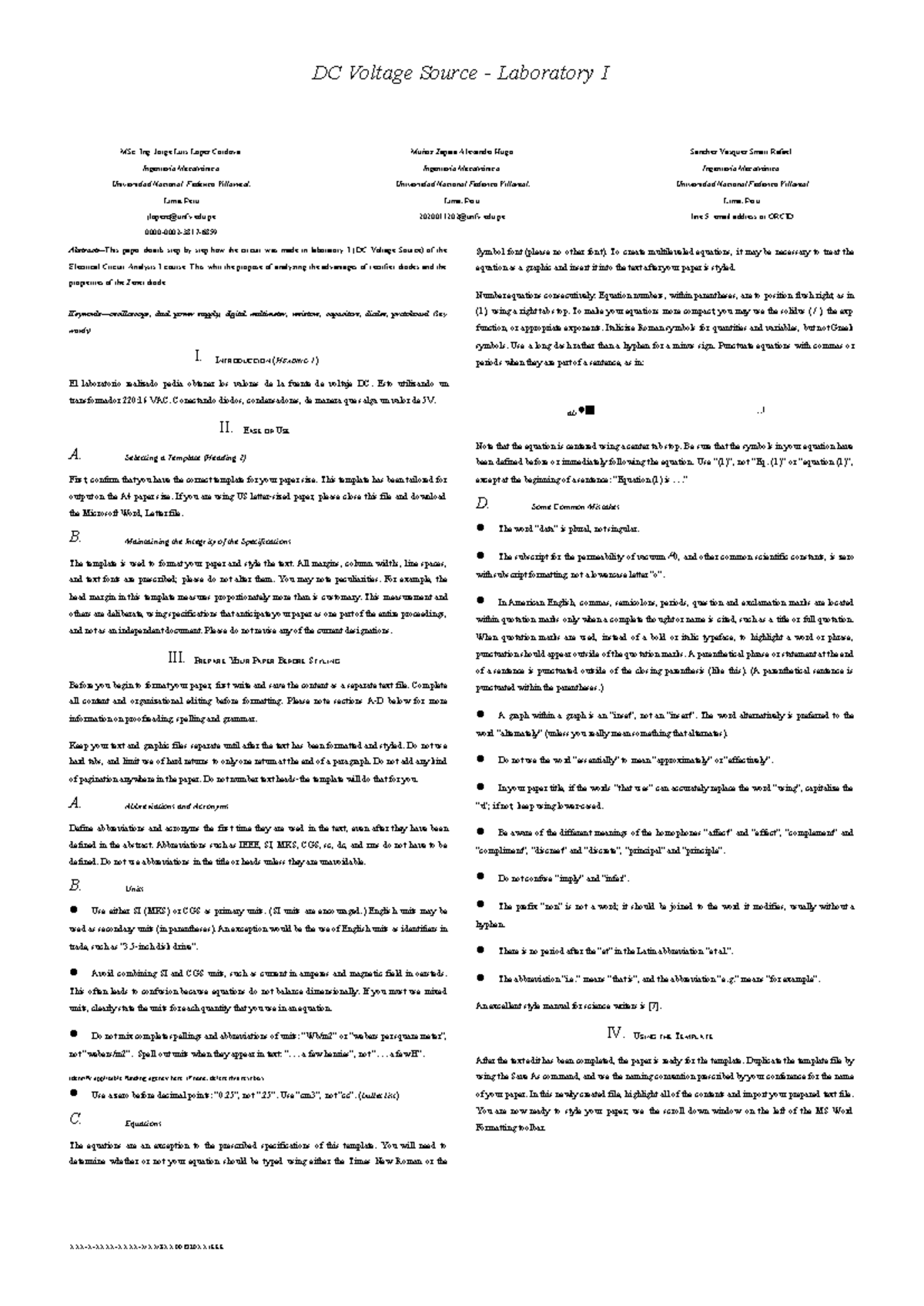 DC Voltage Source Lab I - Analysis and Formatting Guidelines - Studocu