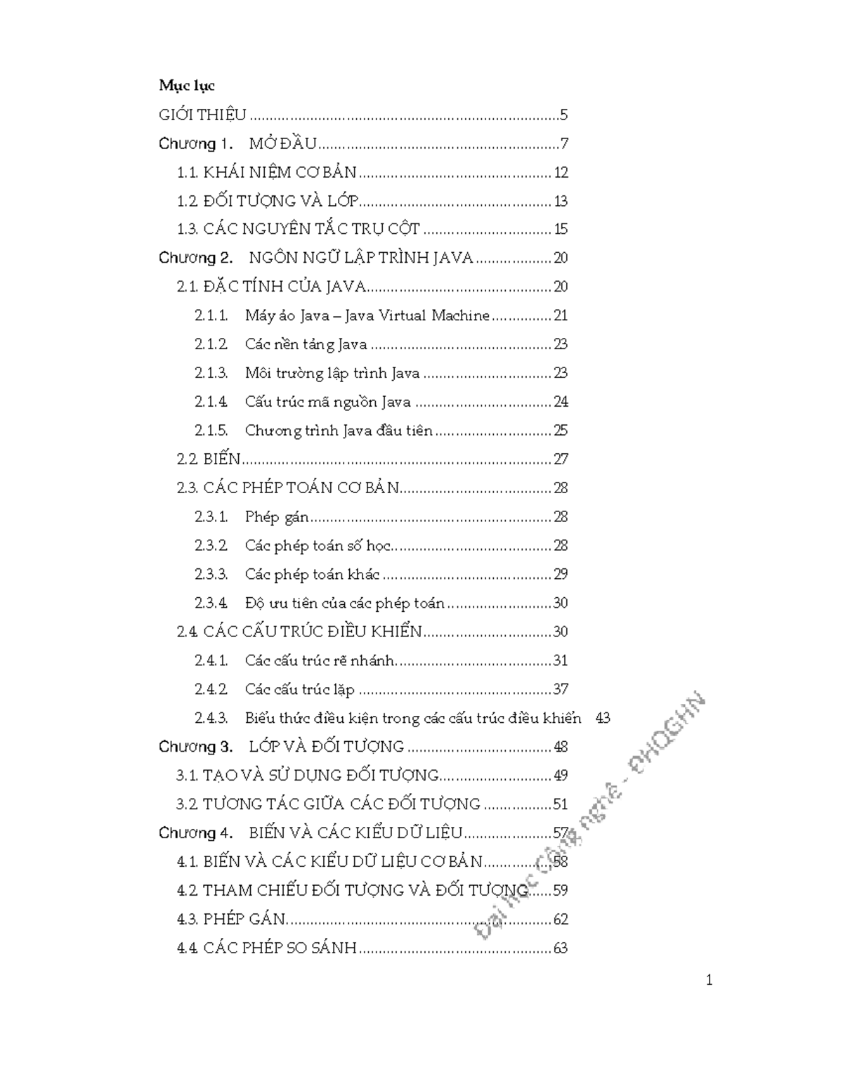 Giáo trình Java-UET - Giao trình nhap mon lap trinh mon Java - Mục lục GIỚI THIỆU - Studocu