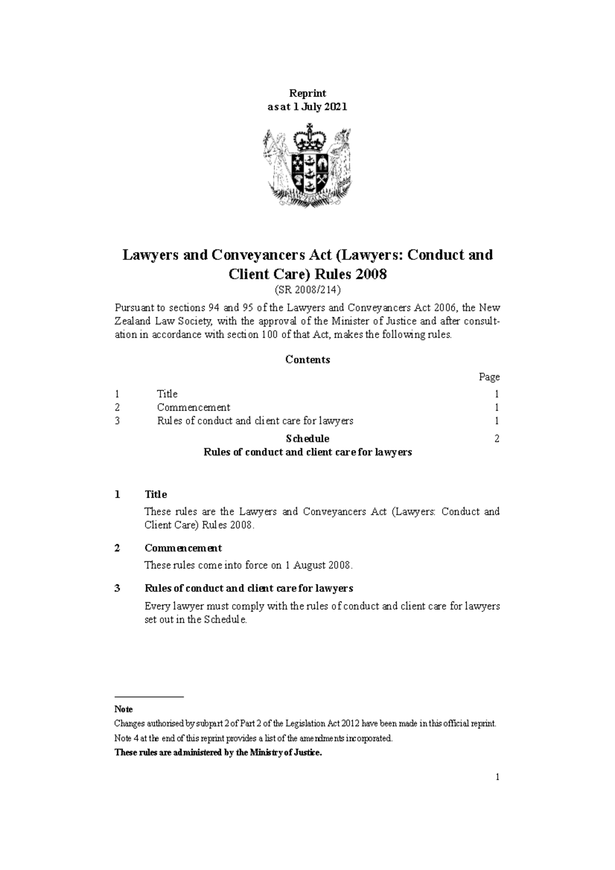 Lawyers and Conveyancers Act: Conduct and Client Care Rules 2008 ...