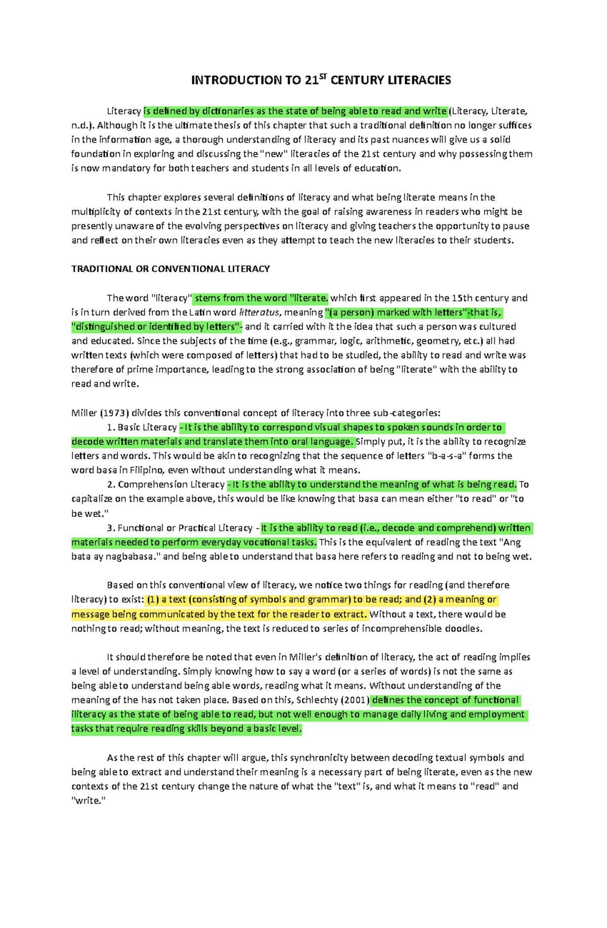 Literacy in the 21st Century: Evolving Definitions and Contexts - Studocu