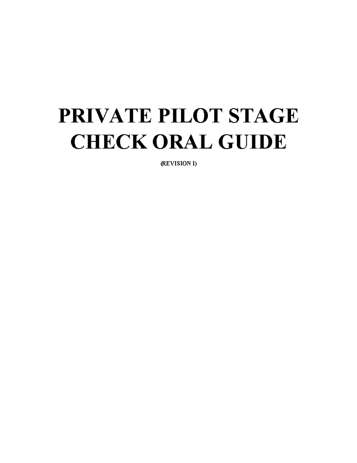 Private Pilot Stage Check Oral Guide (Rev I) - Exam Prep - Studocu