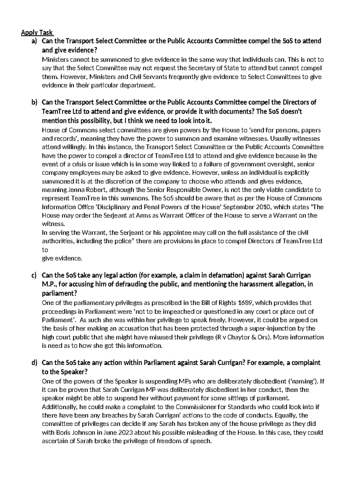 Apply - Institutions of Government. docx - Apply Task a) Can the ...