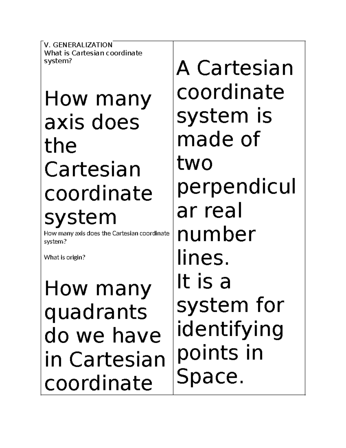Cartesian Coordinate System: Understanding Axes and Quadrants - Studocu