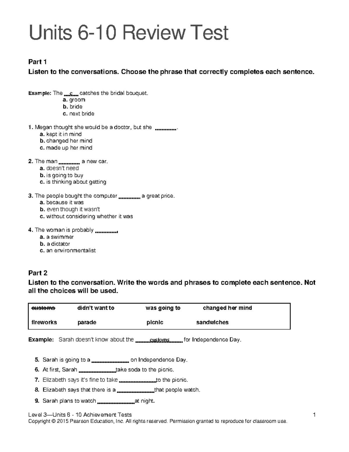 UNIT 6 10 Review TEST - dấdasdsa - Units 6-10 Review Test Level 3—Units ...