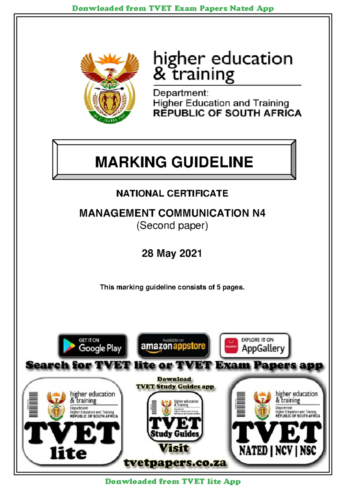 N1020 - Management Communication N4 P2 June 2021 Memo Guidelines - Studocu