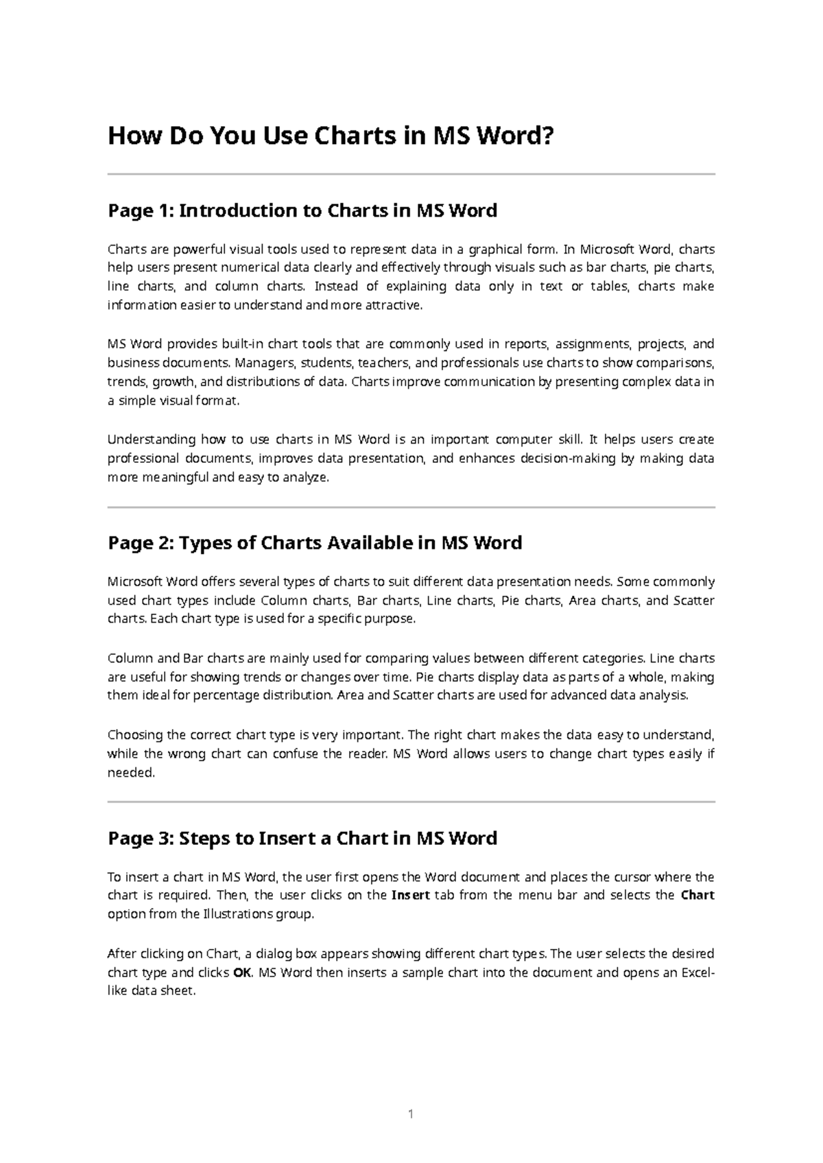 Using Charts in MS Word: A Comprehensive Guide - Studocu
