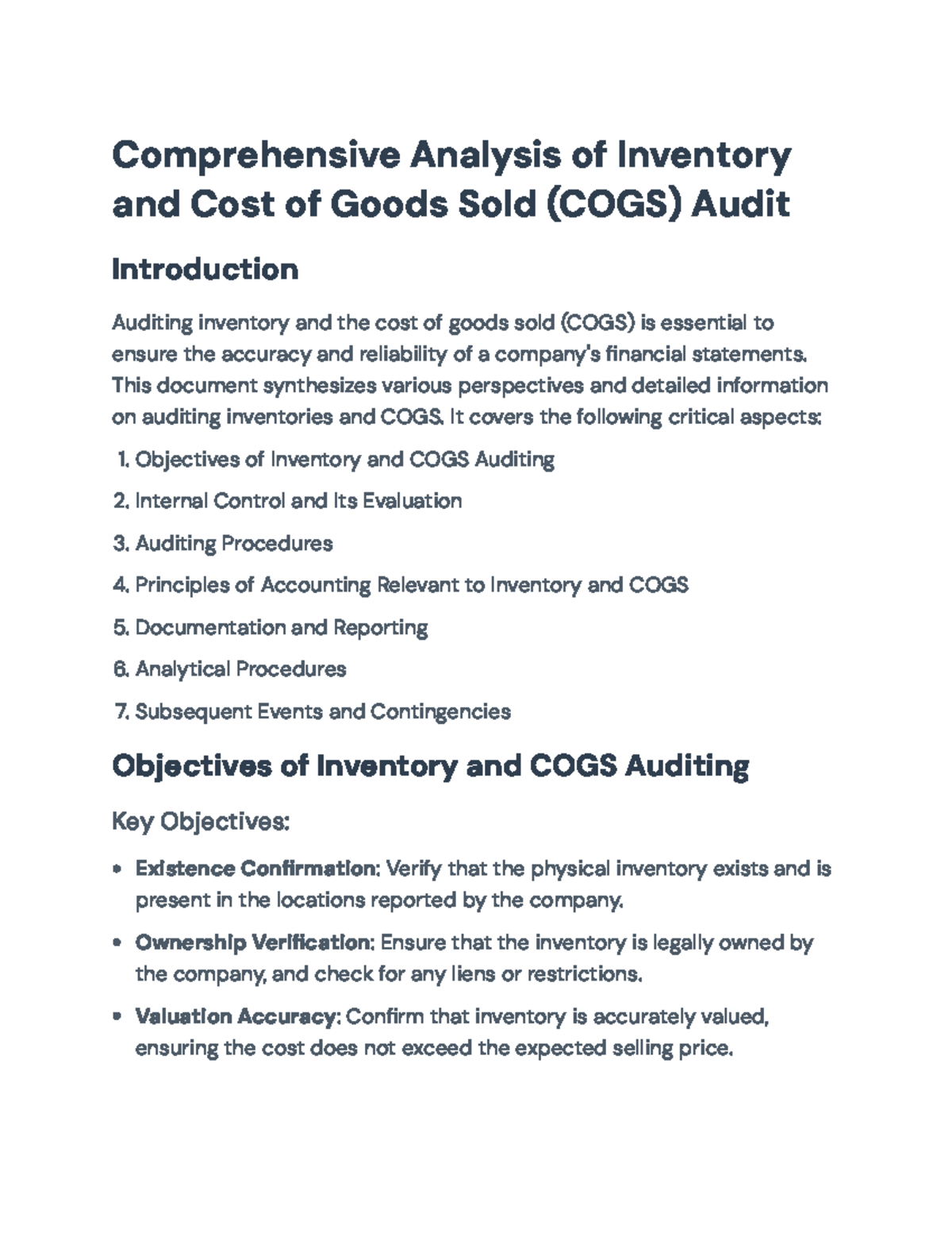 Inventory and COGS Audit Procedures Overview: Key Insights and Methods ...