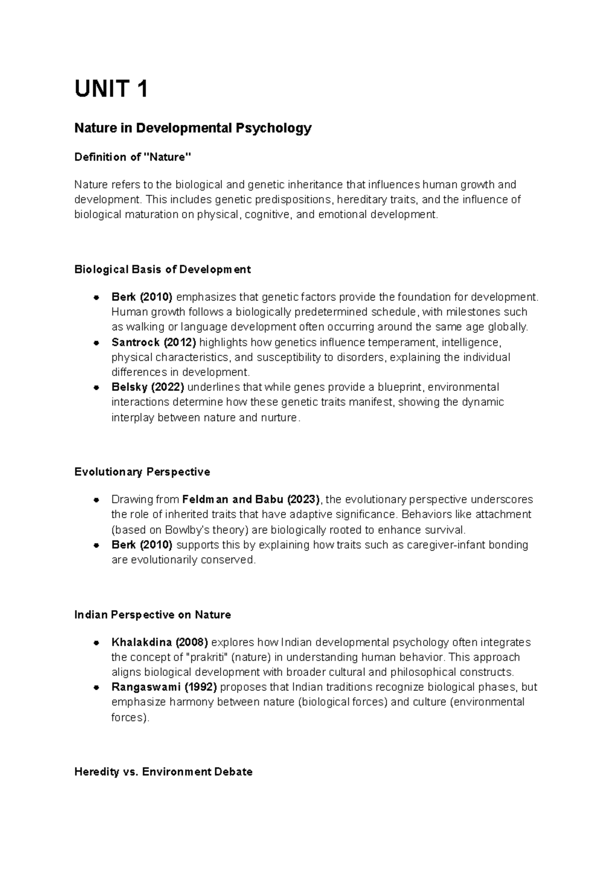 FDP Notes: Nature and Theoretical Perspectives in Developmental ...