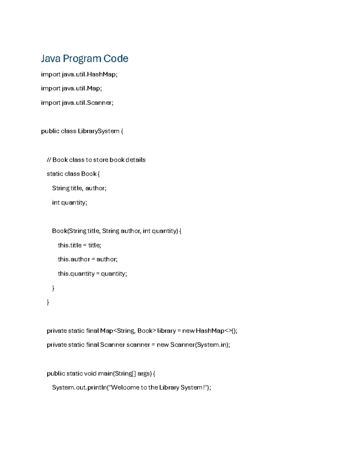 Java Program Code for Library System - Assignment 2 - Studocu