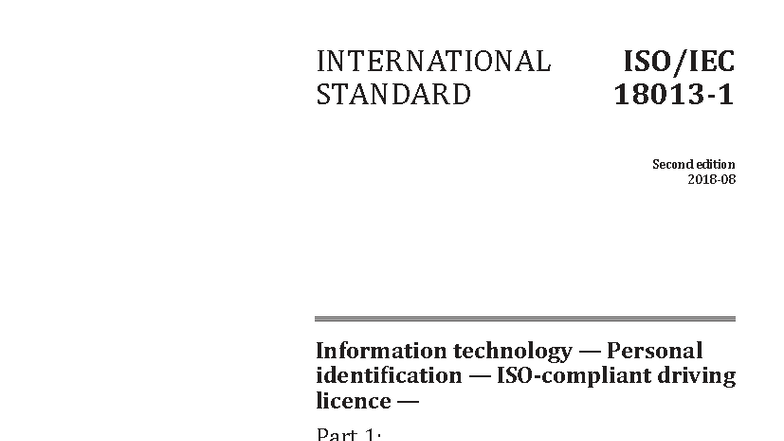 ISO/IEC 18013-1:2018 Information Technology - ISO-Compliant Driving ...
