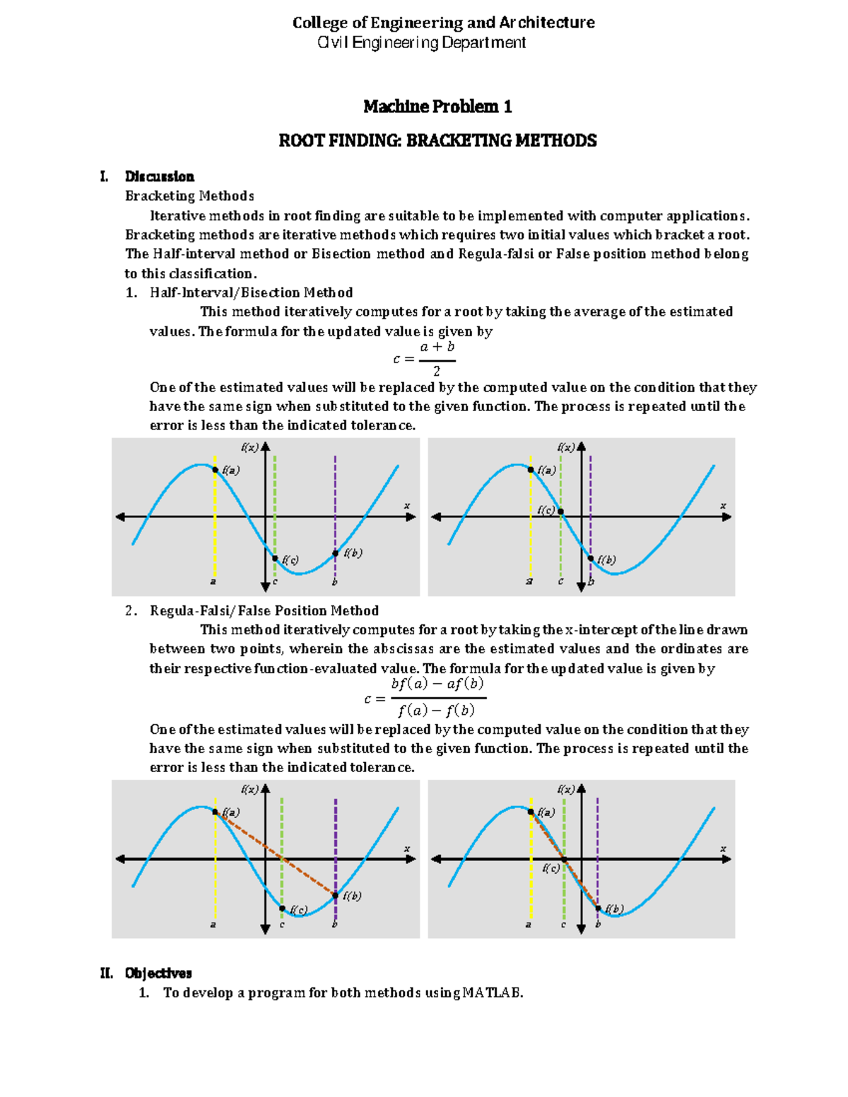 CE09L-MP1 - Lecture on Numerical Solutions: Bracketing Methods - Studocu