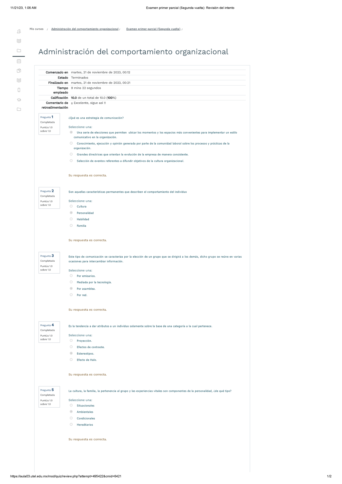 Examen Primer Parcial (Segunda Vuelta) - Revisión Intento 2 - Studocu