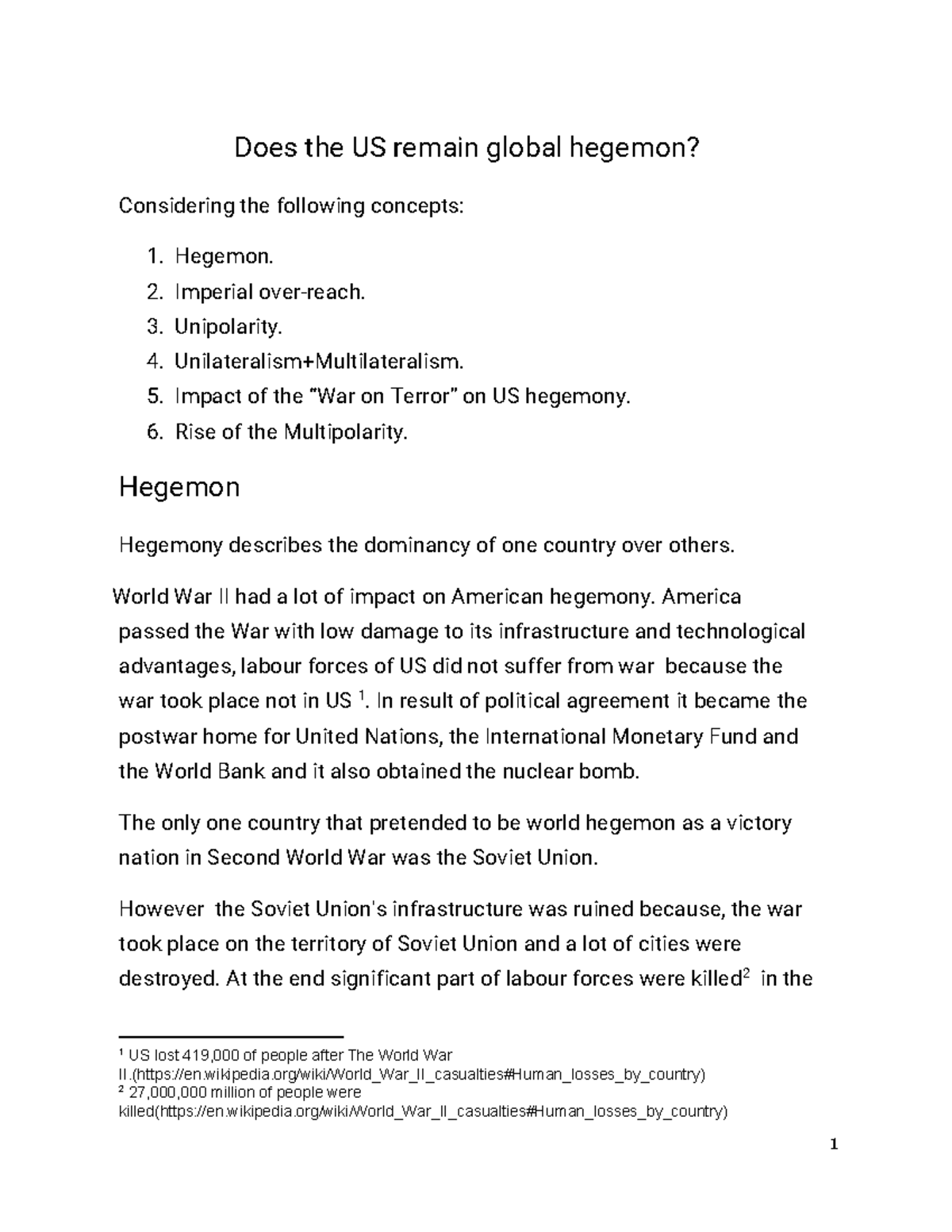 Does the US remain global hegemon - Does the US remain global hegemon ...