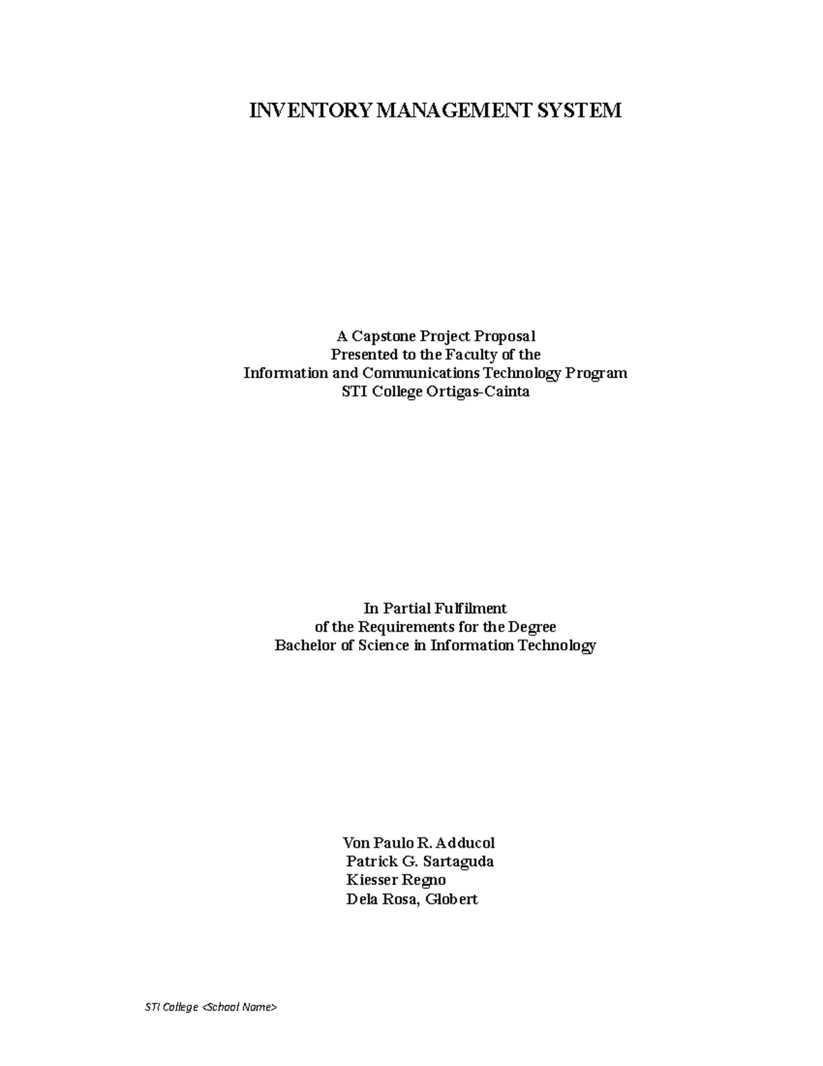 Thesis Chapter 1 to 3 - INVENTORY MANAGEMENT SYSTEM A Capstone Project ...