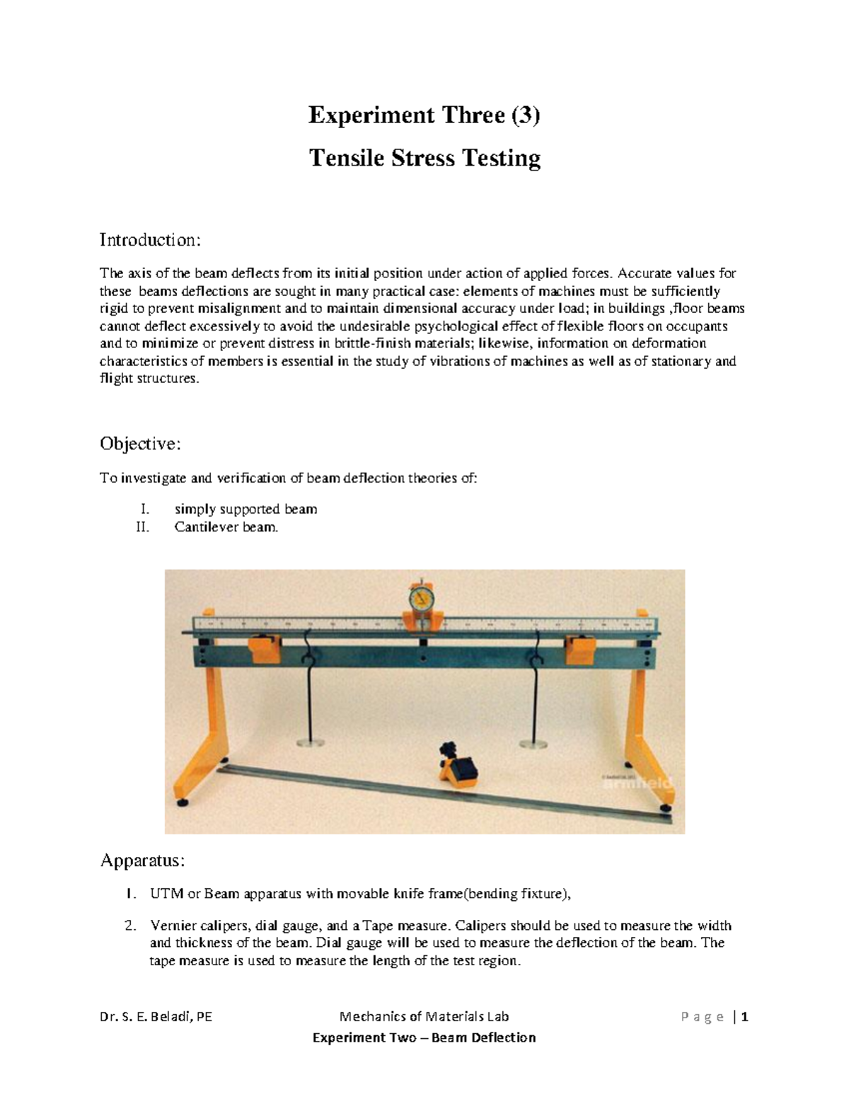 Deflection Test On Simply Supported Beam Experiment - The Best Picture ...