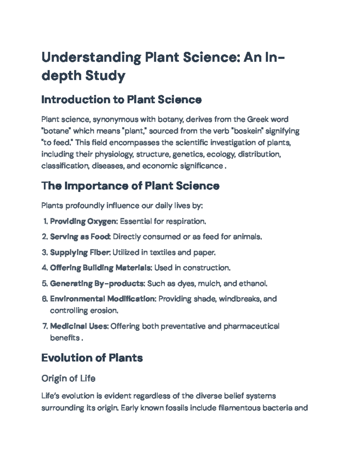 Understanding Plant Science: Evolution, Adaptation, and Challenges ...