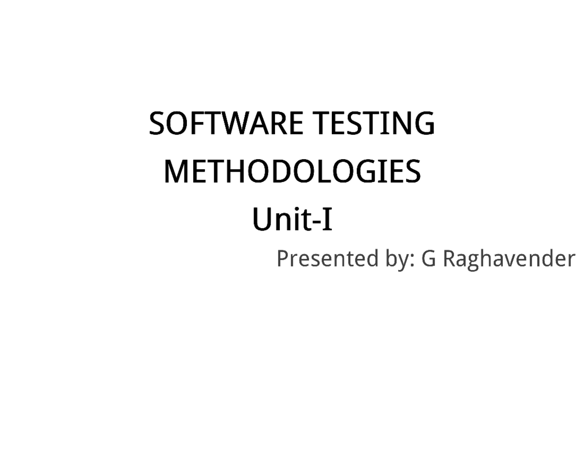 Stm - Software Testing Methodologies: Spectrum Analysis and Types - Studocu