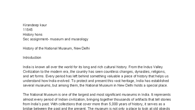 History Hons 11545: National Museum of India Overview and Significance ...